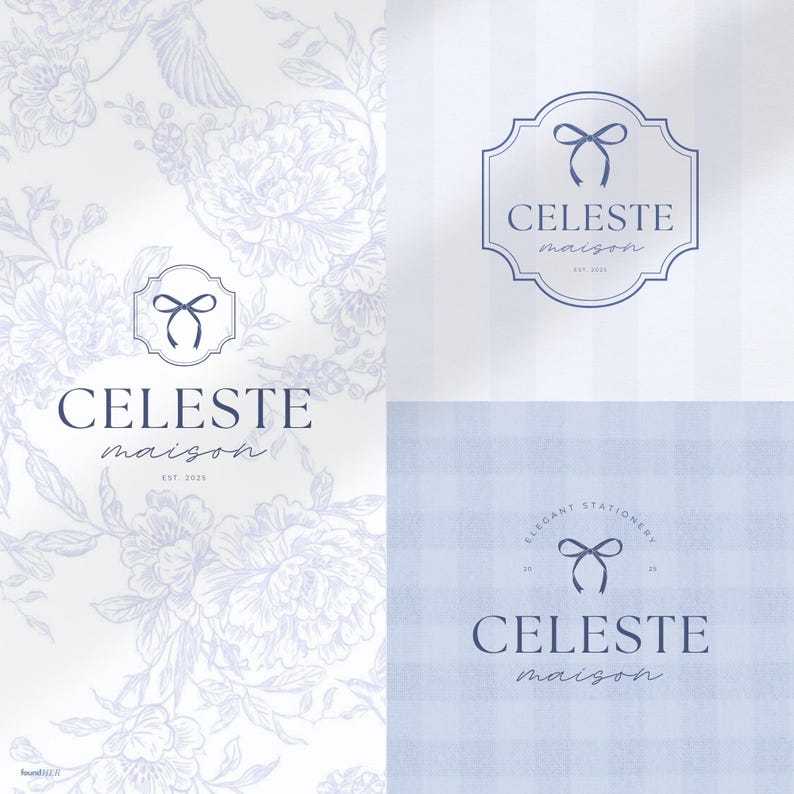 Coquette Logo Kit | Editable Blue Logo Design for Small Business ...