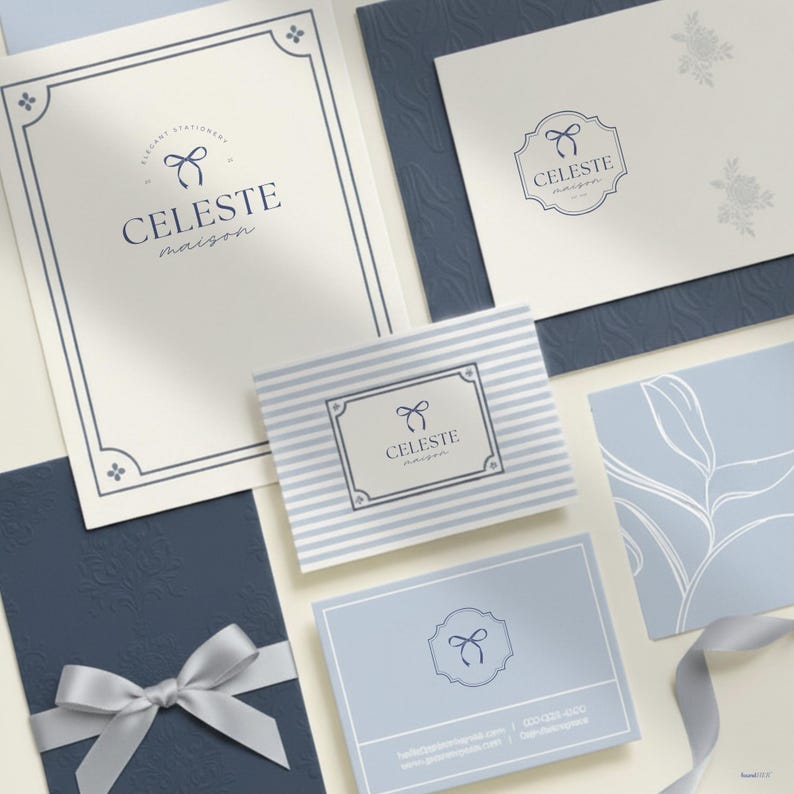 Coquette Logo Kit | Editable Blue Logo Design for Small Business ...