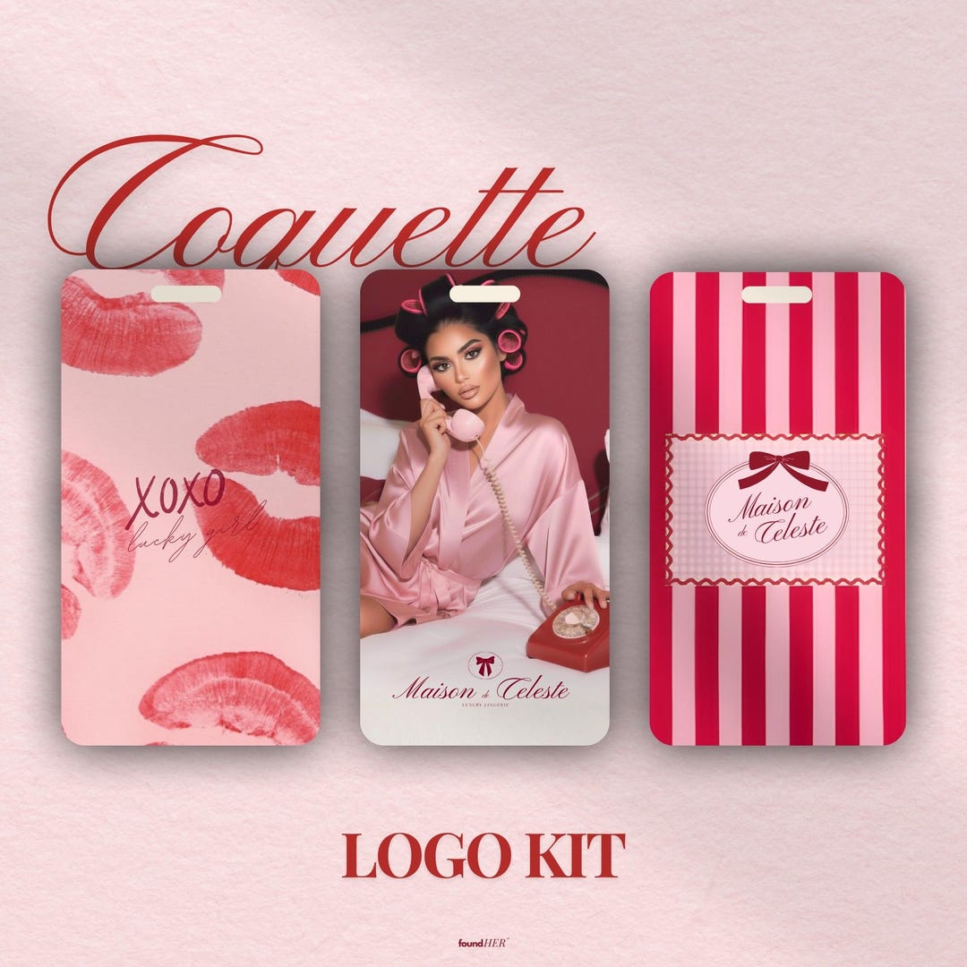 Coquette Logo Design | Aesthetic Logo Template Canva Editable | Pink ...