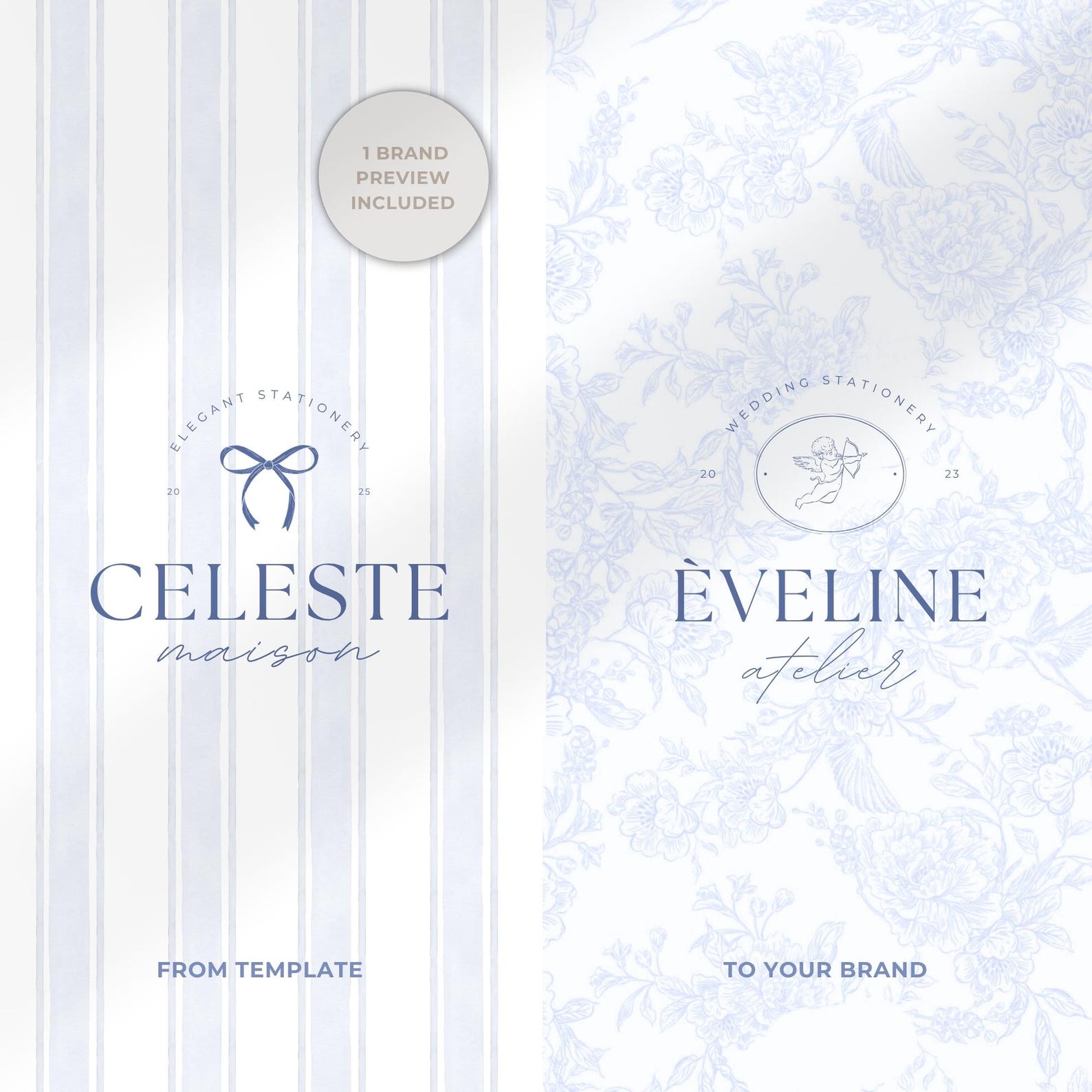 Coquette Logo Kit | Editable Blue Logo Design for Small Business ...