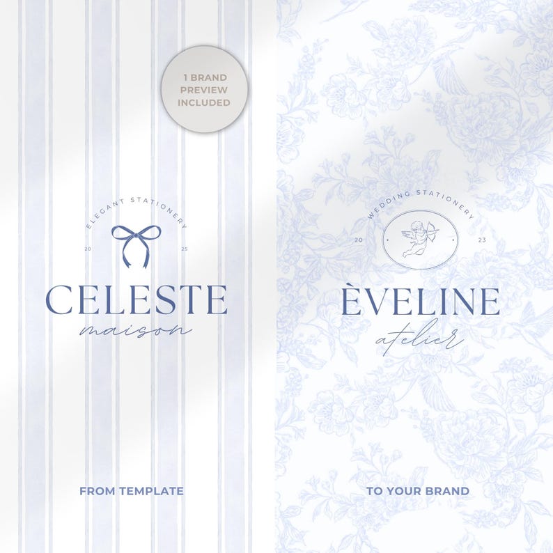 Coquette Logo Kit | Editable Blue Logo Design for Small Business ...