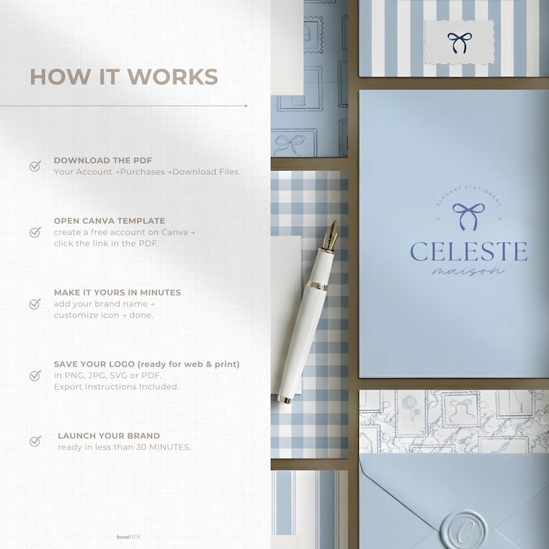 Coquette Logo Kit | Editable Blue Logo Design for Small Business ...