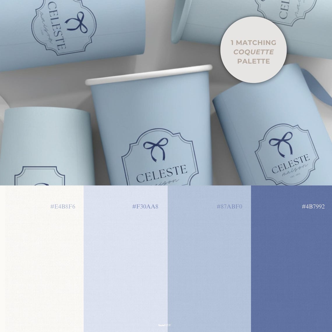 Coquette Logo Kit | Editable Blue Logo Design for Small Business ...