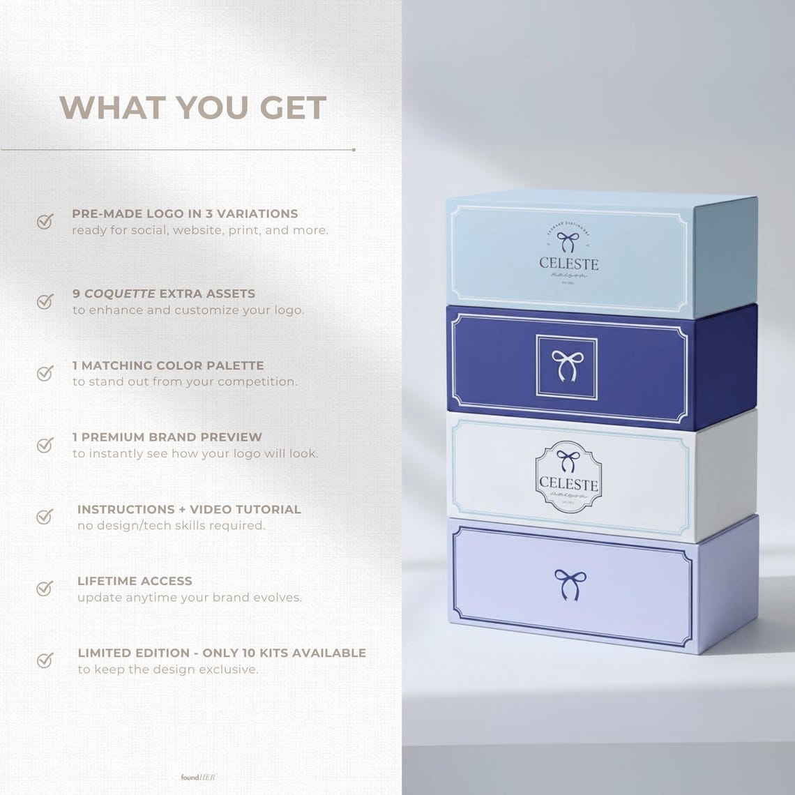 Coquette Logo Kit | Editable Blue Logo Design for Small Business ...