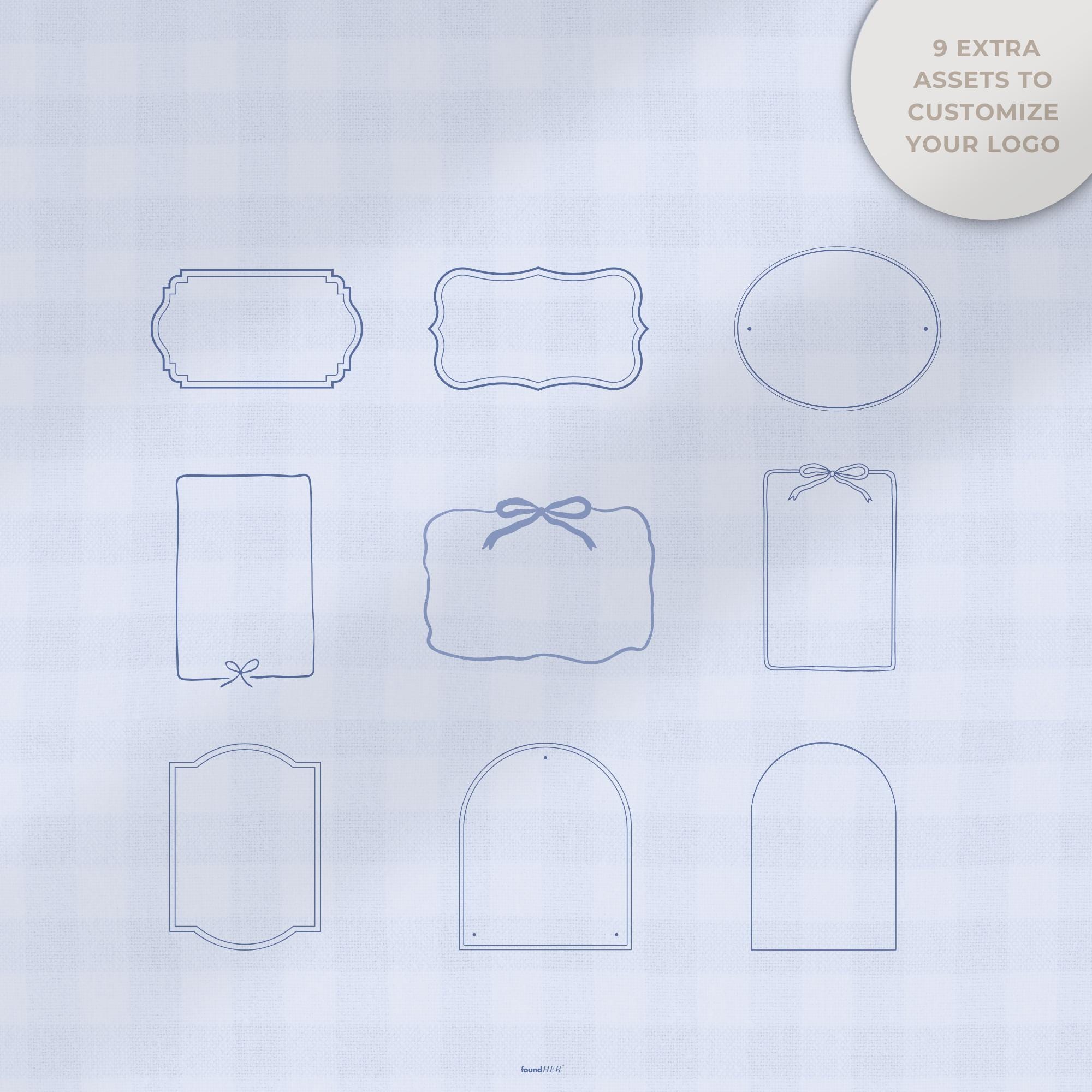 Coquette Logo Kit | Editable Blue Logo Design for Small Business ...