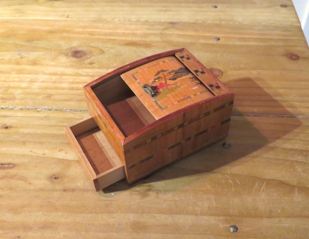Vintage 1950s Roll Top Cigarette Box With Marquetry Detail - Etsy