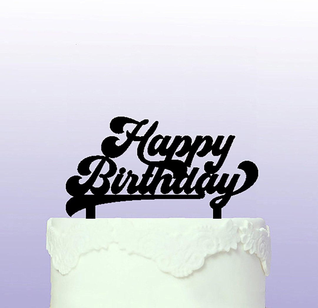 Retro Happy Birthday Cake Topper - Etsy
