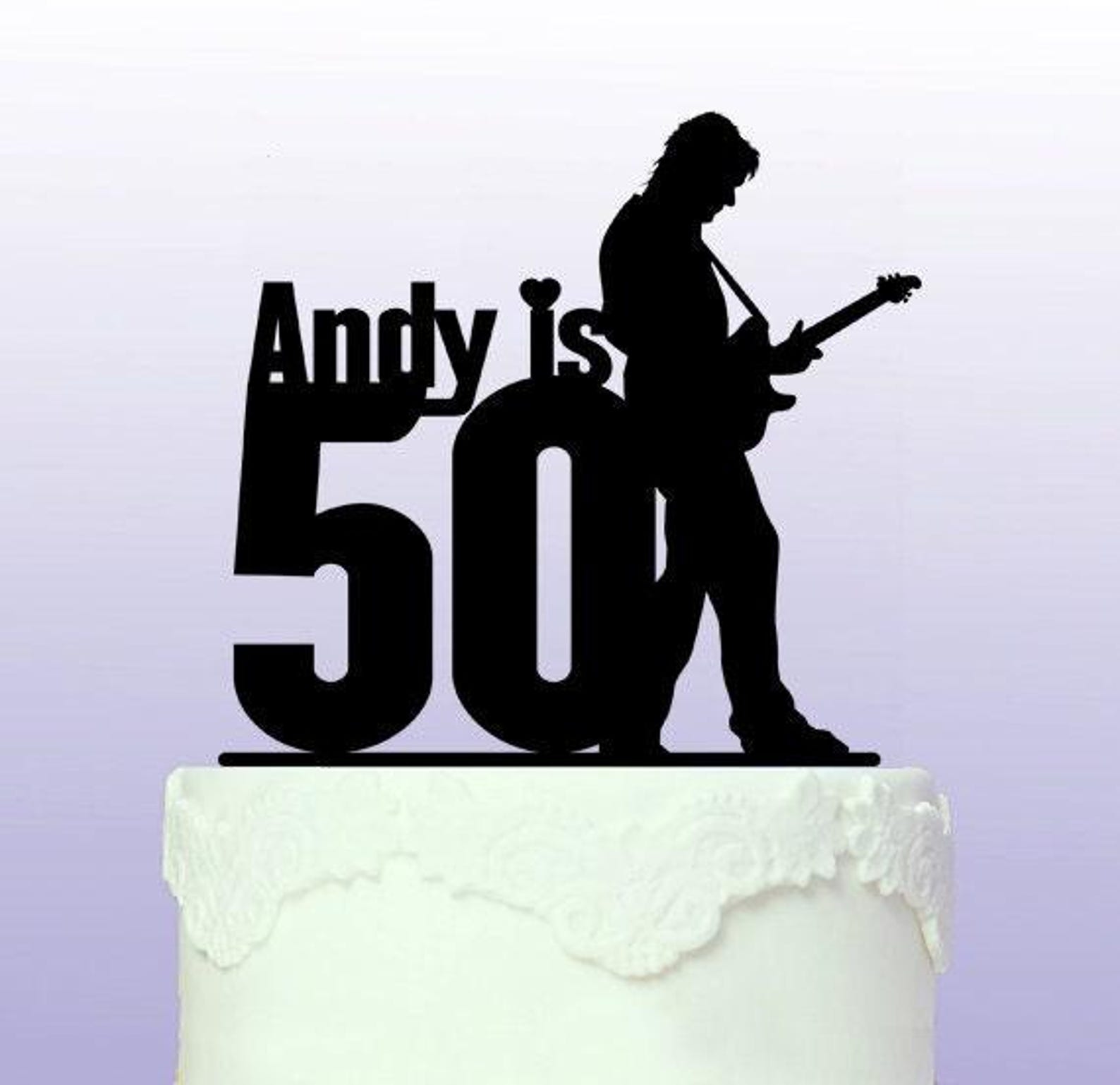Personalised 50th Guitarist Cake Topper - Etsy