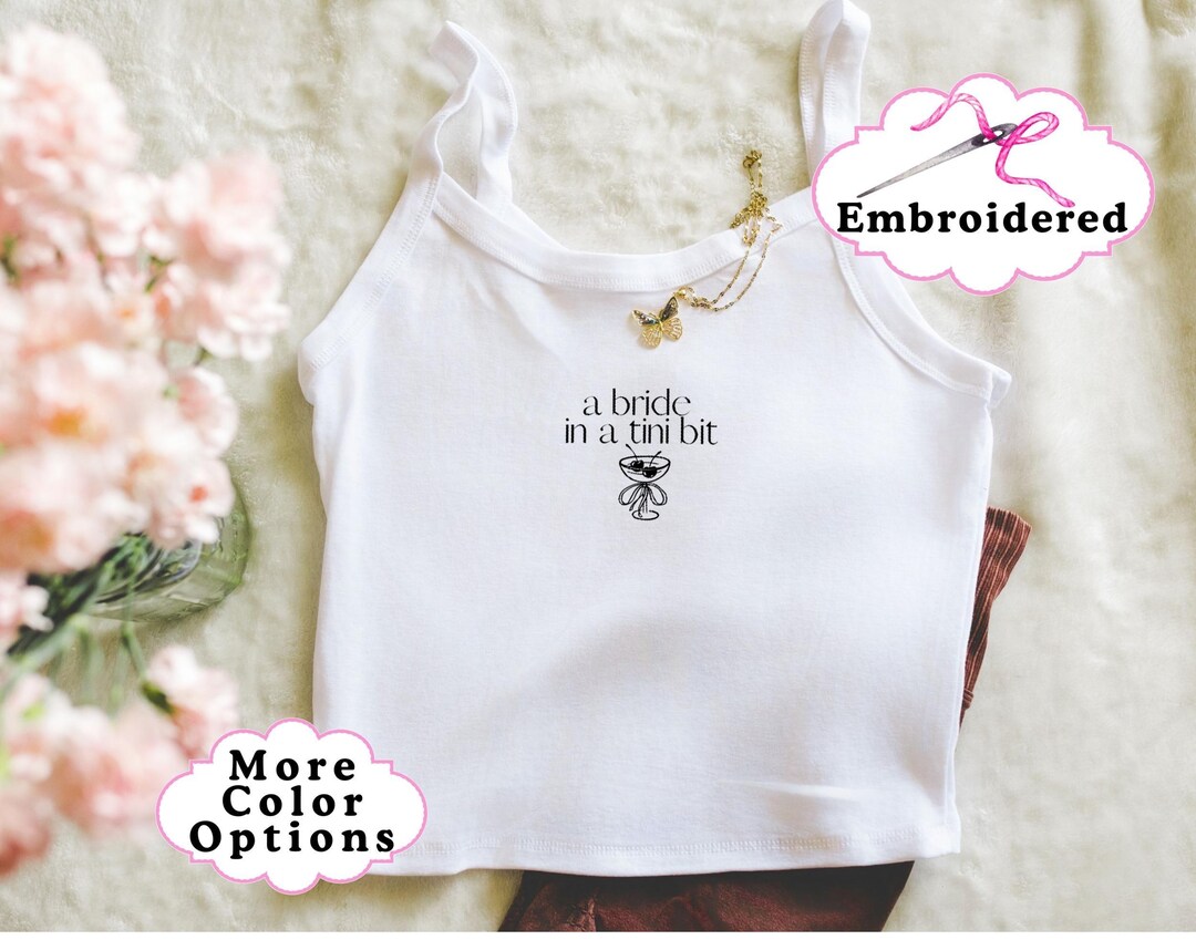 Embroidered Martini Bride Tank | Custom Bride in A Tini Bit Shirt ...