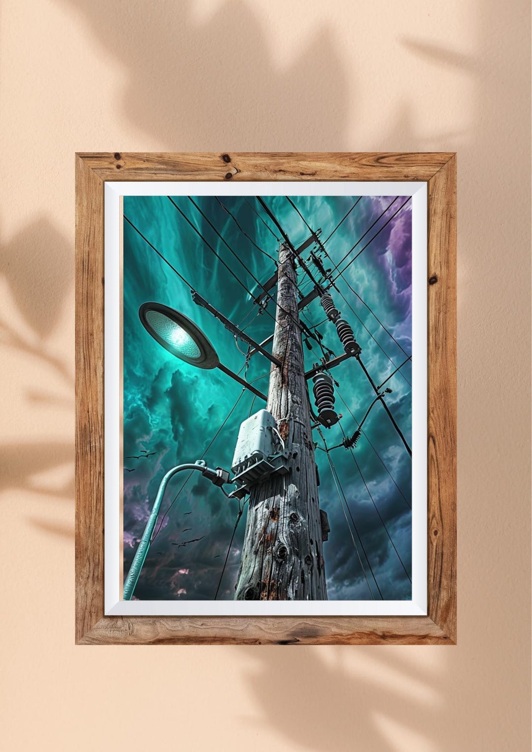 Surreal Power Line Art Print – Moody Cyberpunk Sky – Atmospheric Urban ...