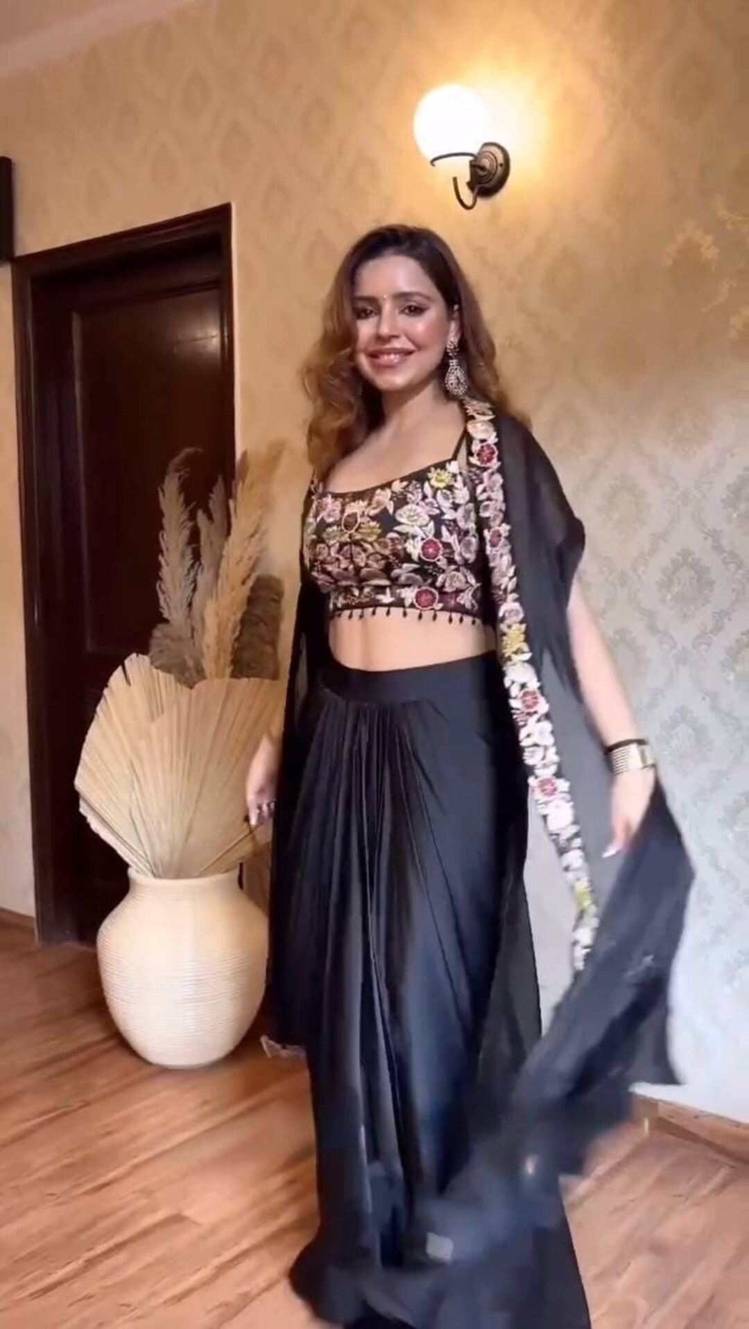 Choli Dhoti Set Elegant Tabby Orgnza With Sequins and Lace, Ready to ...