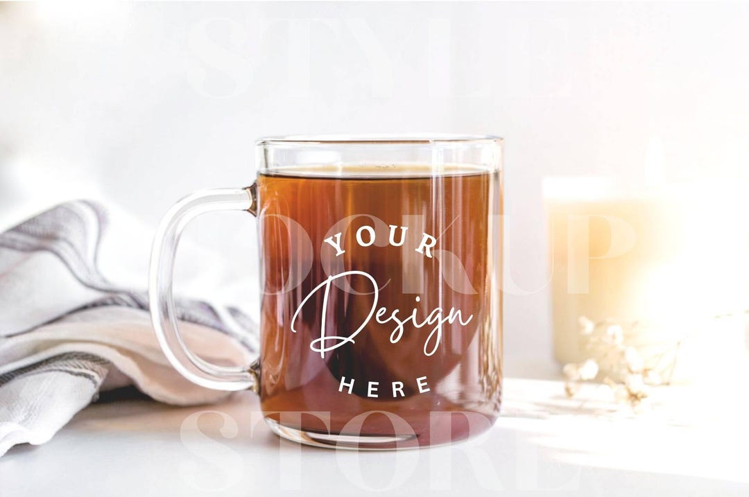 Clear Glass Mug Mockup, Digital Download for Mug Design, Clear Glass ...