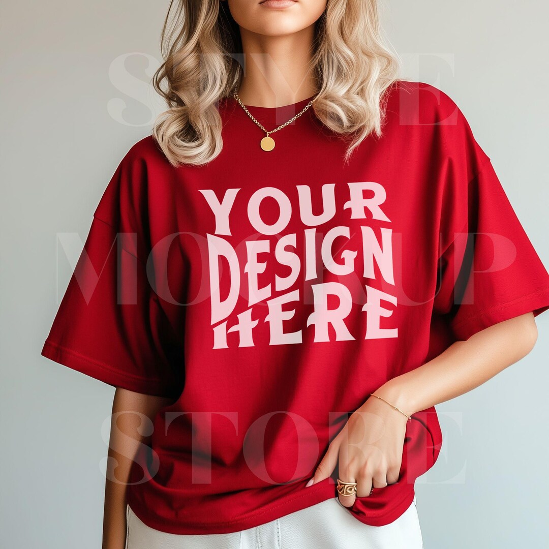 Red Comfort Colors 1717 T-shirt Mockup: Unisex Garment-dyed (digital ...