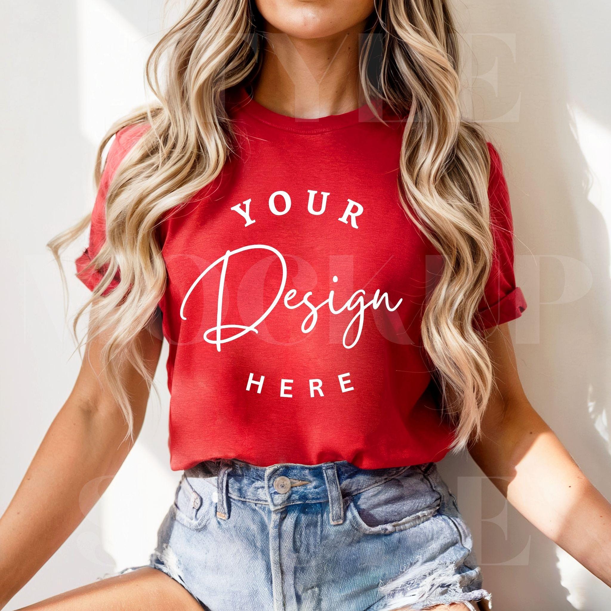 Red Bella Canvas 3001 T-shirt Mockup: Unisex Jersey (digital Download ...