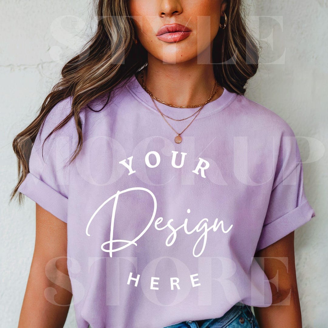Comfort Colors 1717 Orchid Tshirt Mockup, C1717 Orchid Shirt Mock-up ...