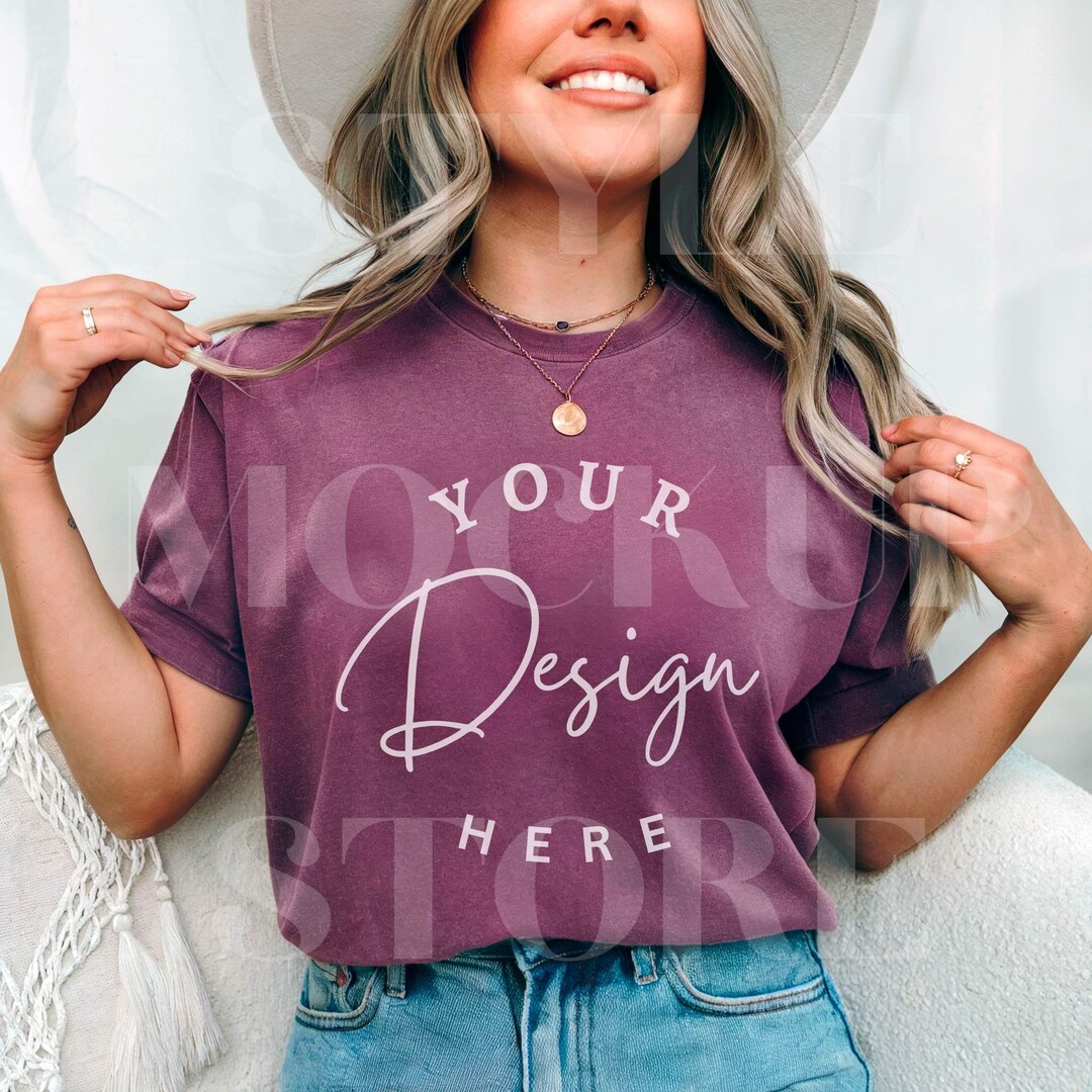 Comfort Colors 1717 Berry T-shirt Mockup: Unisex POD Tee (digital ...