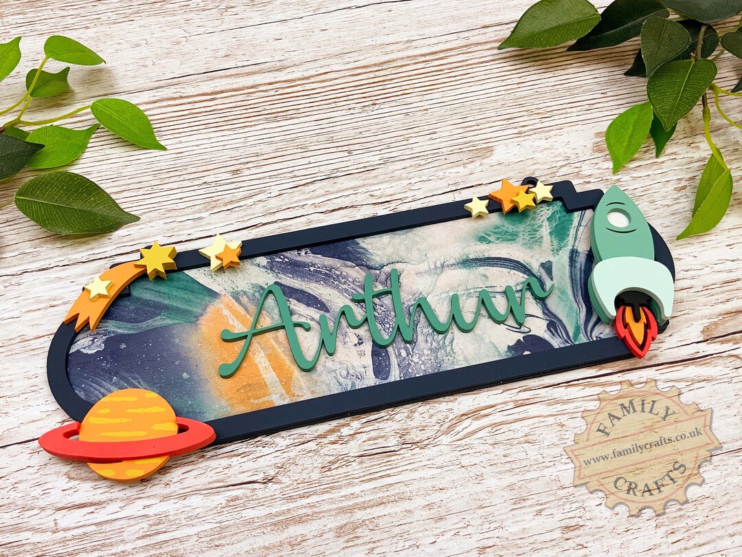 Personalised Space Themed Door Sign, Boy's Name Sign, Door Plaque ...