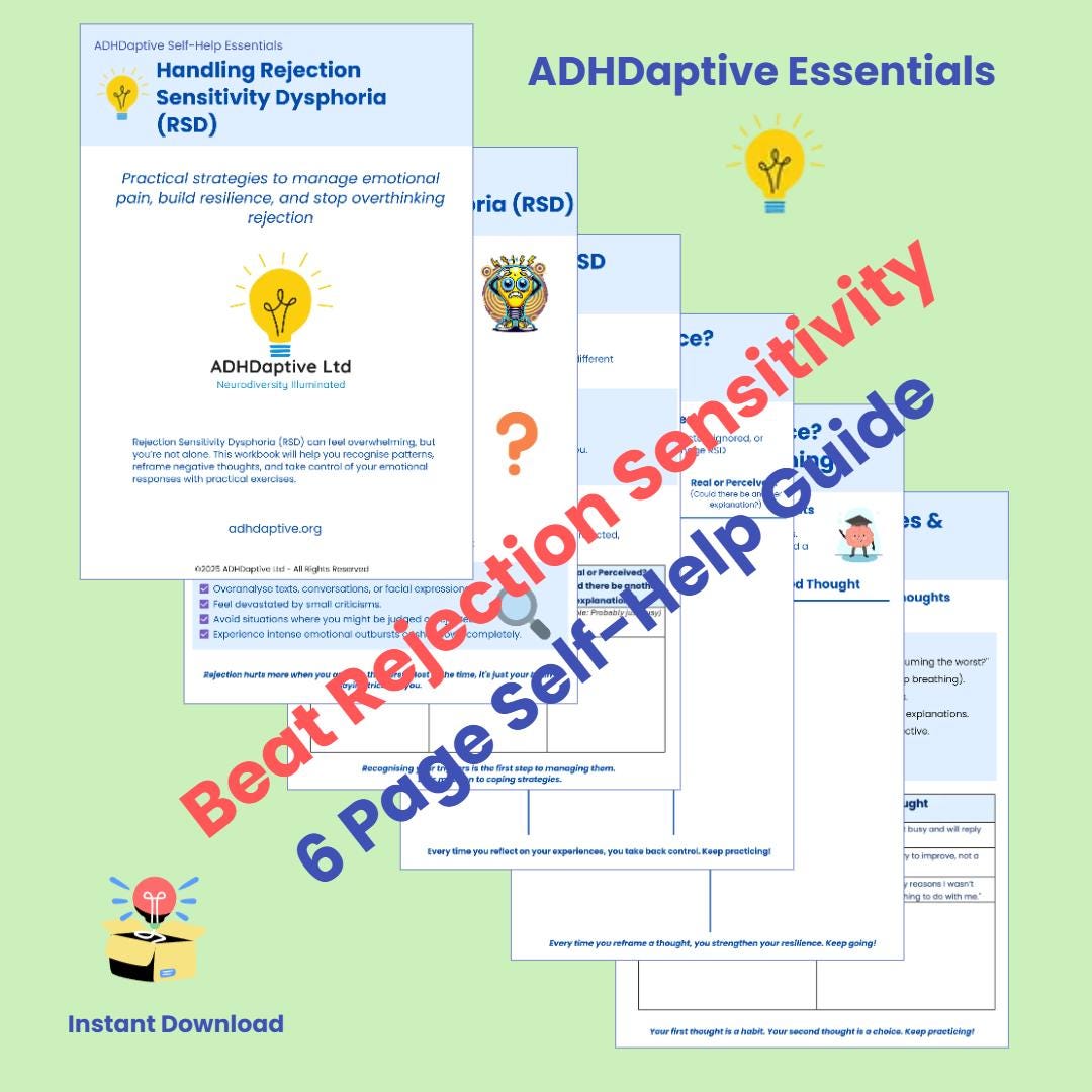 Rejection Sensitivity & ADHD Worksheet | RSD Self-help PDF | Emotional ...