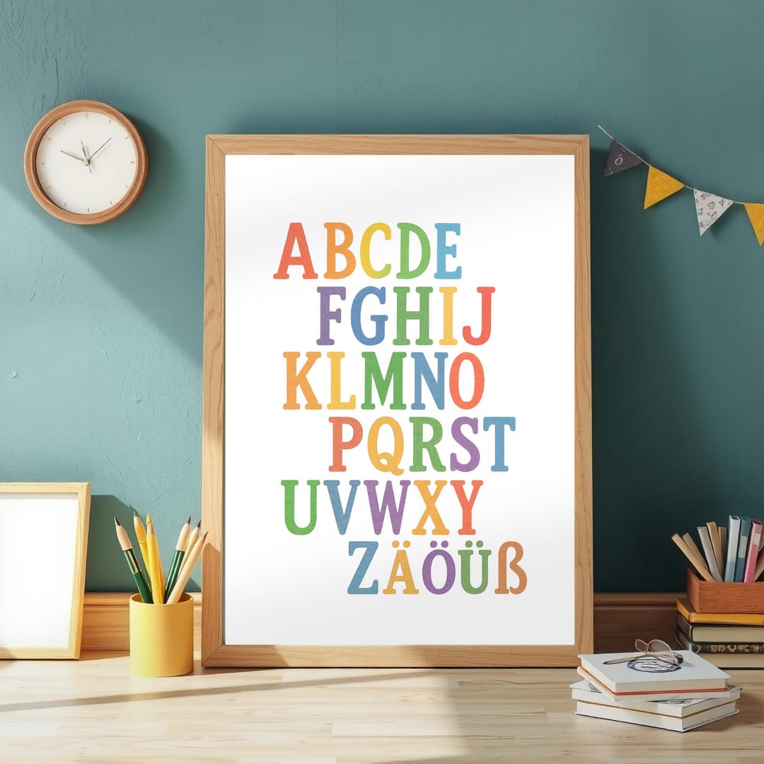 German Alphabet Poster for Kids | Colorful ABC Wall Art | Montessori ...