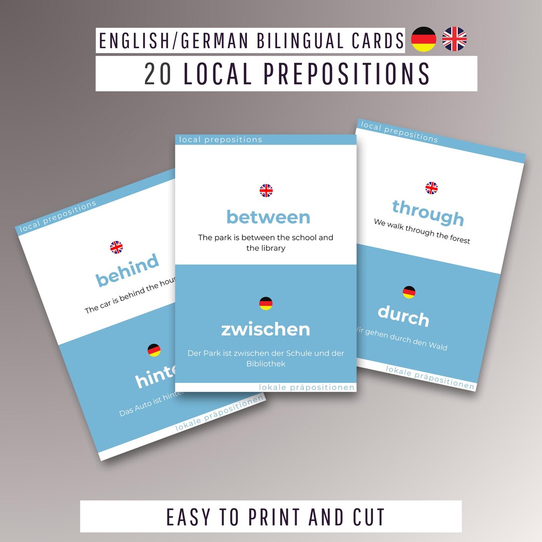 German English Prepositions Flashcards | Bilingual Grammar Learning ...