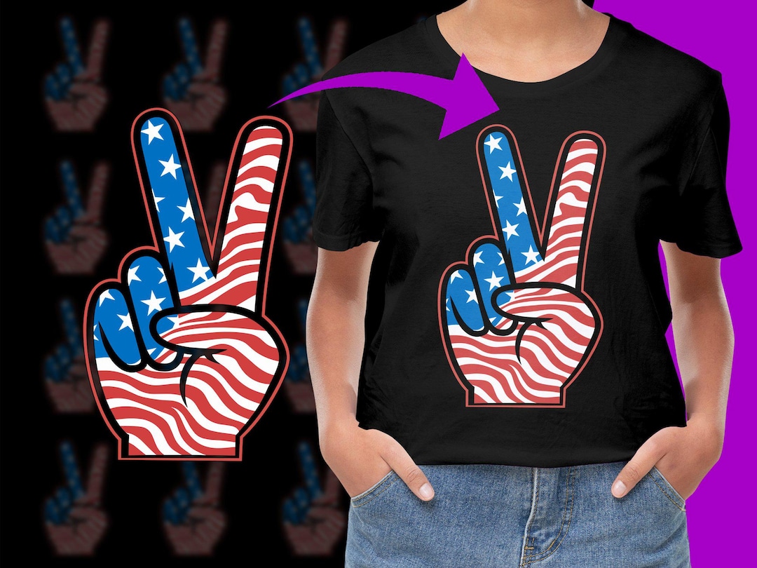 Peace Sign USA Flag 4th of July PNG, Free Commercial Use, Instant ...