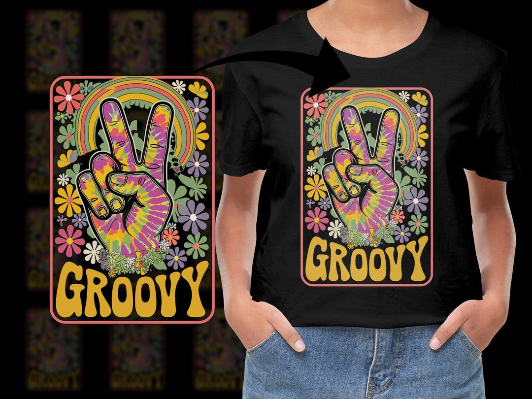 Groovy Peace Sign SVG PNG, Tie Dye Peace Hand Digital Download, 70s ...