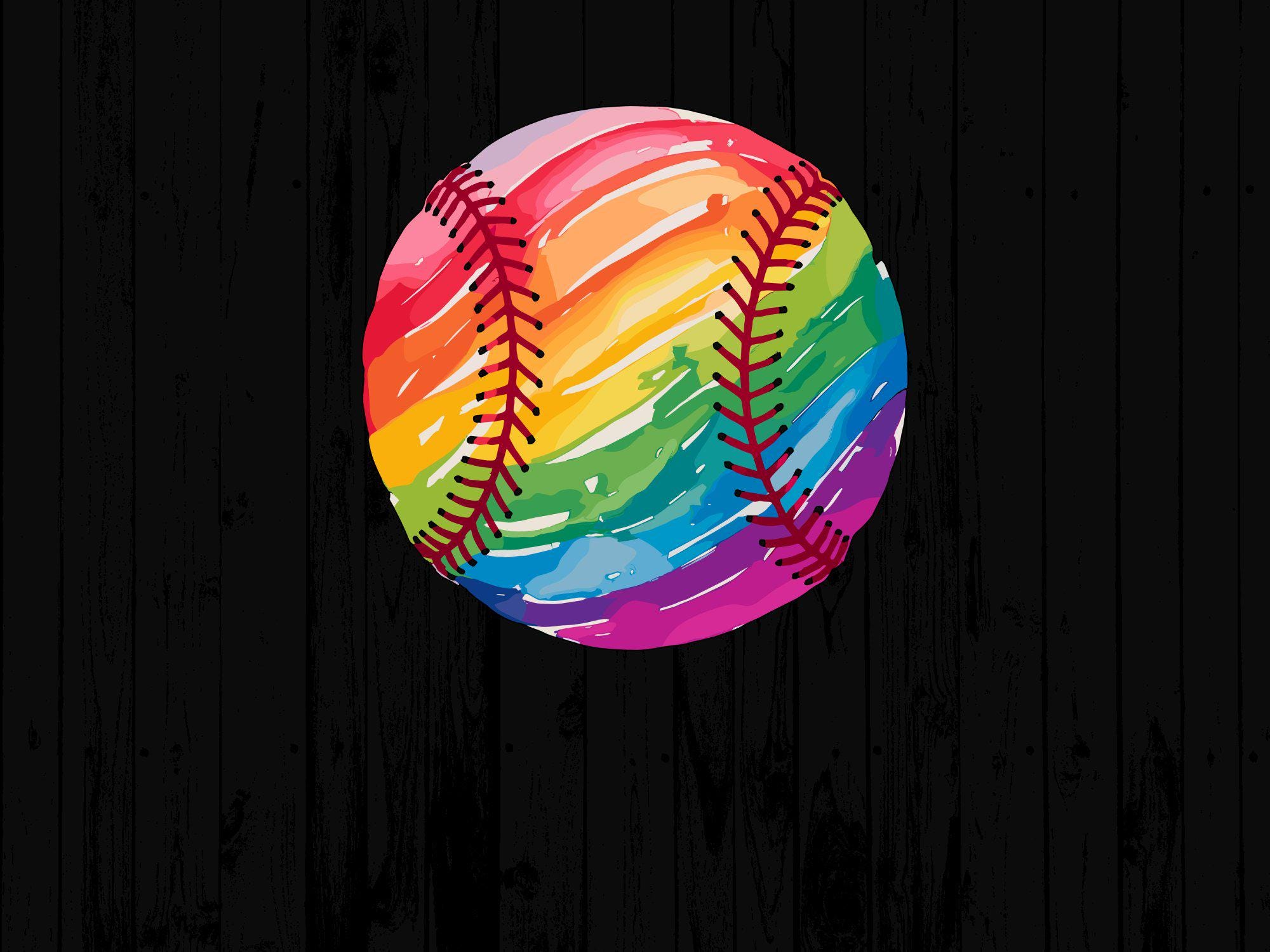 Baseball Watercolor Clipart, Digital Download Baseball Art, Rainbow ...