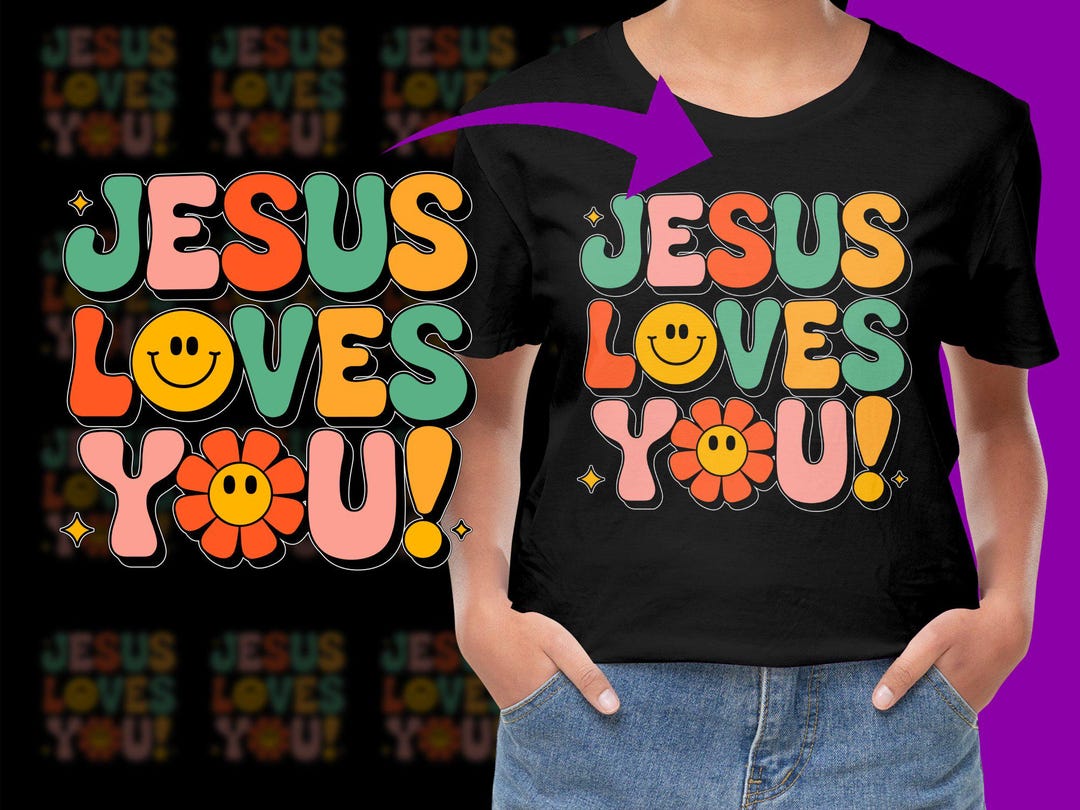 Jesus Loves You Groovy Christian PNG, Free Commercial Use, Instant ...