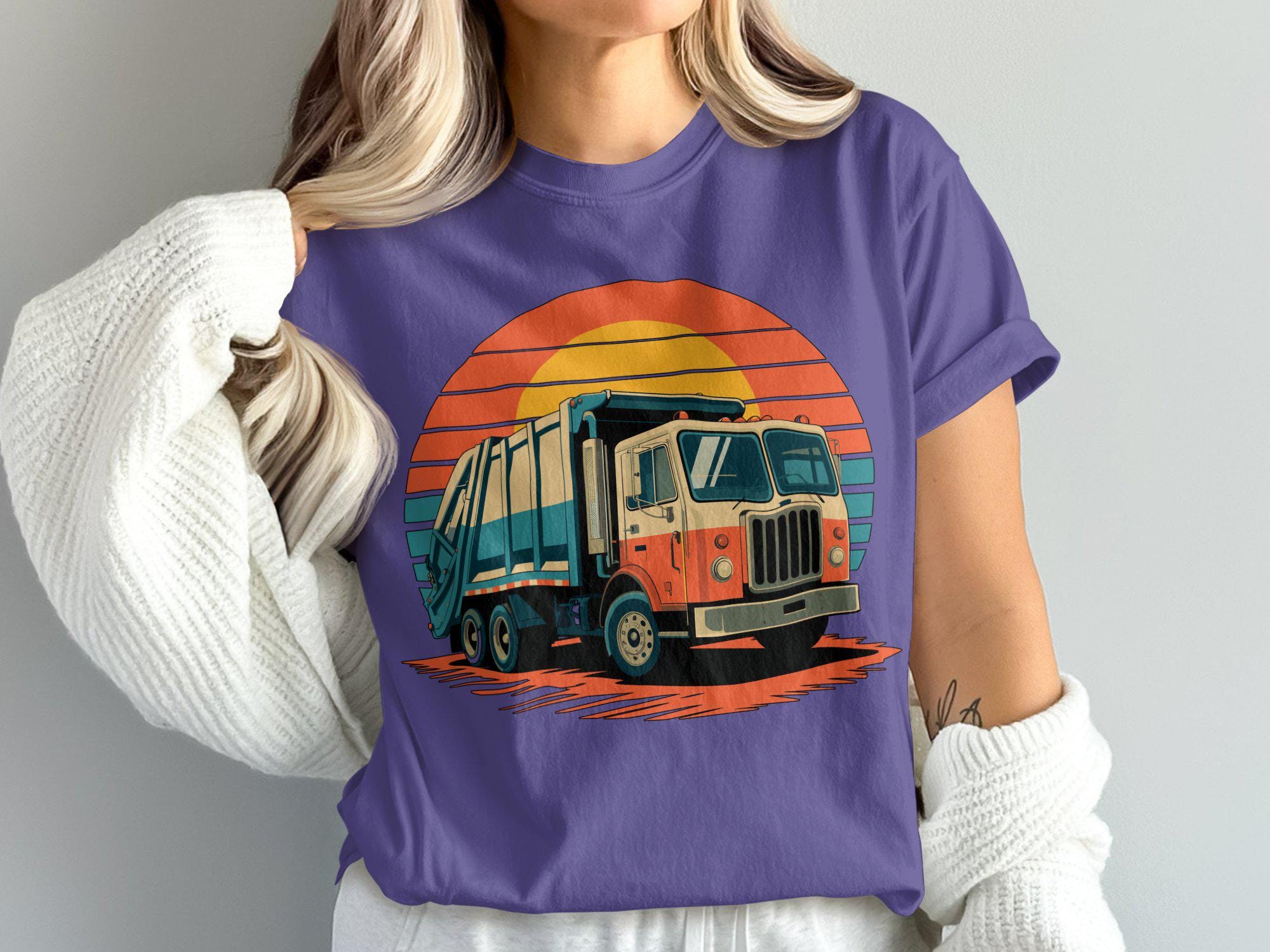 Garabage Truck Retro Garbage Day PNG, Free Commercial Use, Instant ...