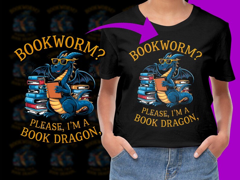 Bookworm? Please, I'm a Book Dragon PNG, Free Commercial Use, Instant ...