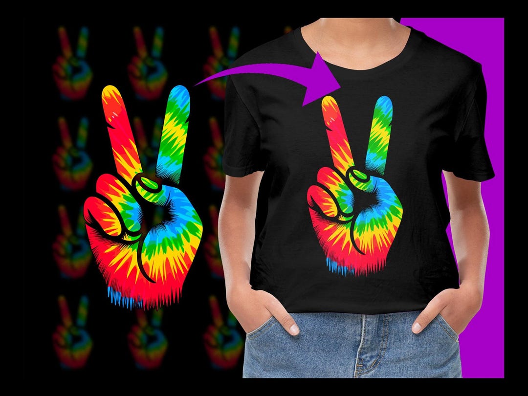 Tie-dye Peace Sign Hand 2 PNG, Free Commercial Use, Instant Download - Etsy