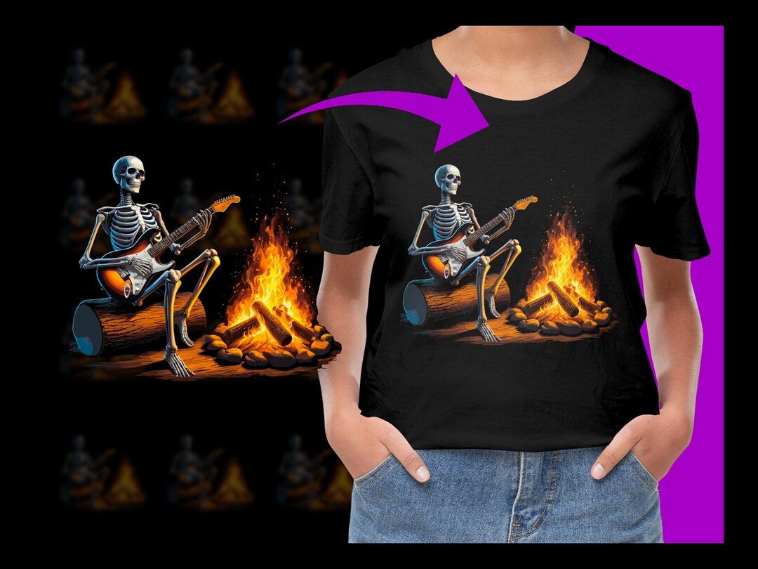 Skeleton Playing Guitar Campfire PNG, Free Commercial Use, Instant ...