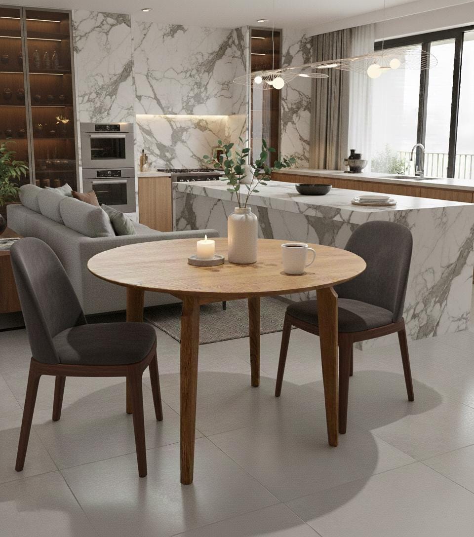 Round Dining Table With Unique Accent Legs, Wooden Centerpiece, Solid ...