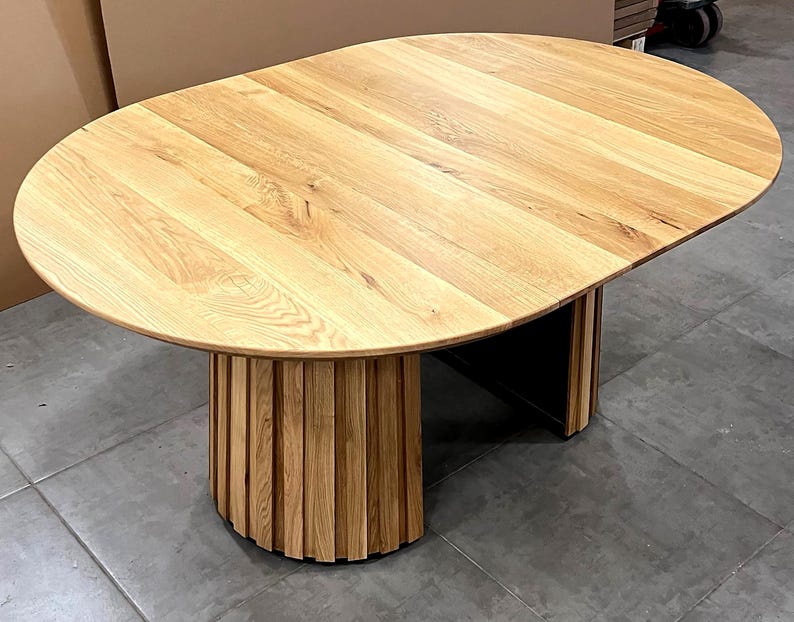 Round Folding Transformer Dining Table, Extending Wooden Large Oval Solid Oak Wood Kitchen Table ...