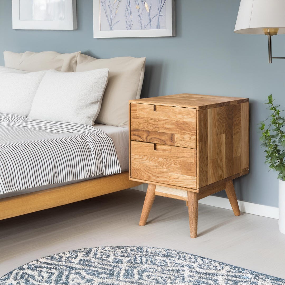 Unique Modern Nightstand, Narrow Crafted Bedside Table With Drawers ...