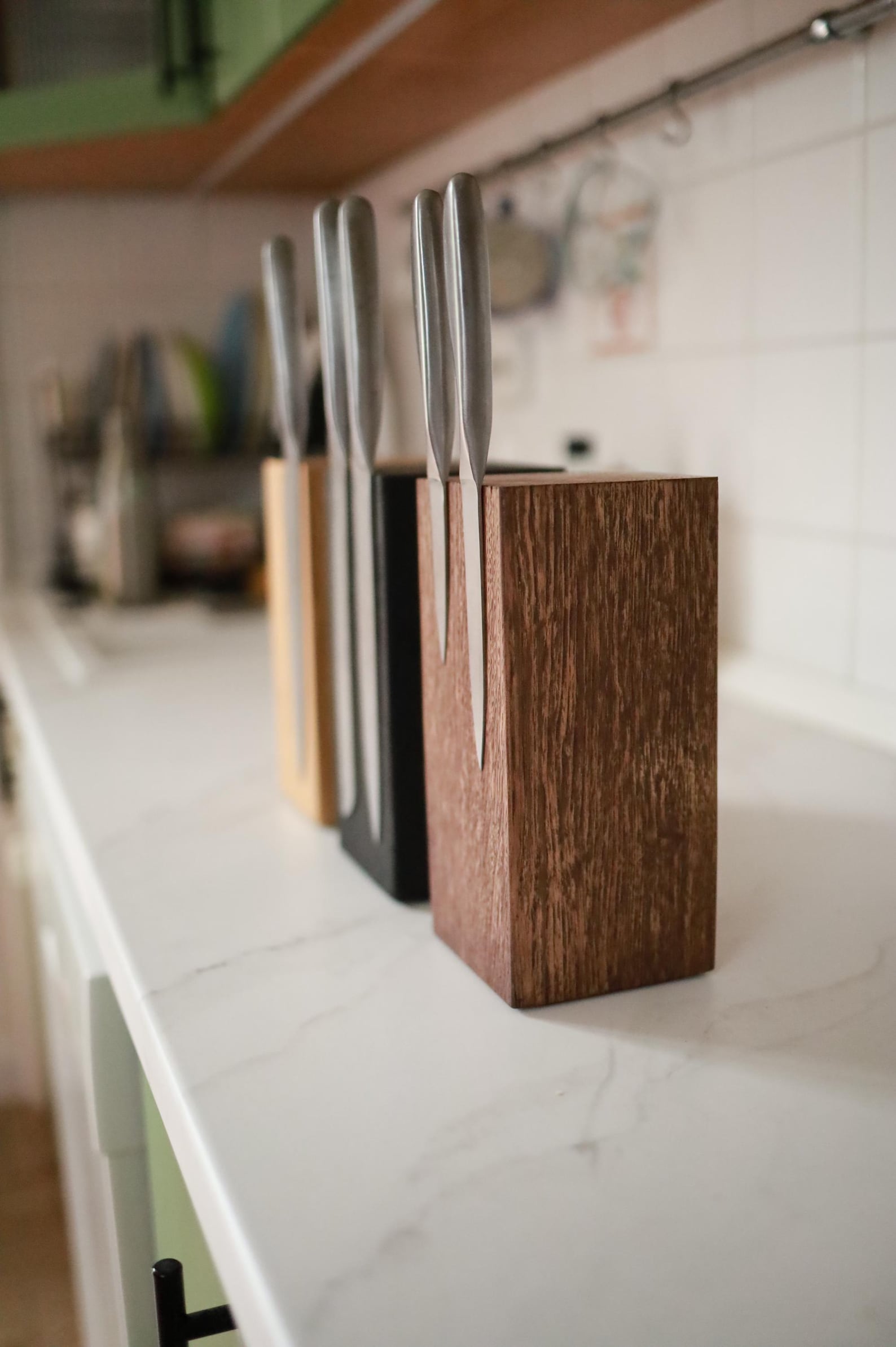 Magnetic Countertop Knife Block, Kitchen Table Stand, Black Brown Oak ...