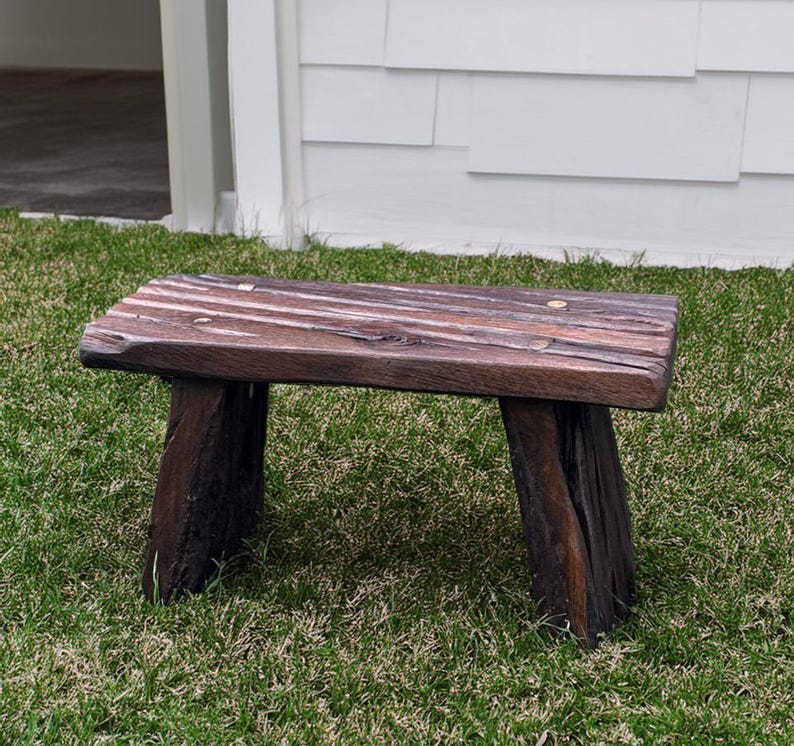Small Handcrafted Wooden Milking Stool, Rustic Barn Oak Wood Step Stool ...