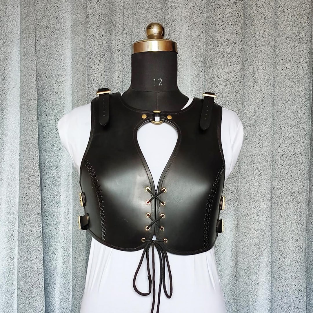 Viking Leather Armor for Women, Larp Leather Breastplate Armor Black ...