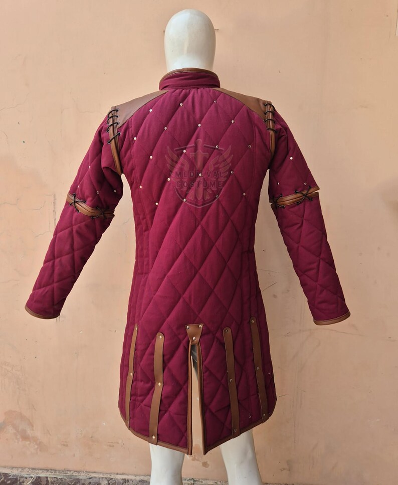 Medieval Padded Gambeson: Thick Cotton With Leather Trim for Long ...