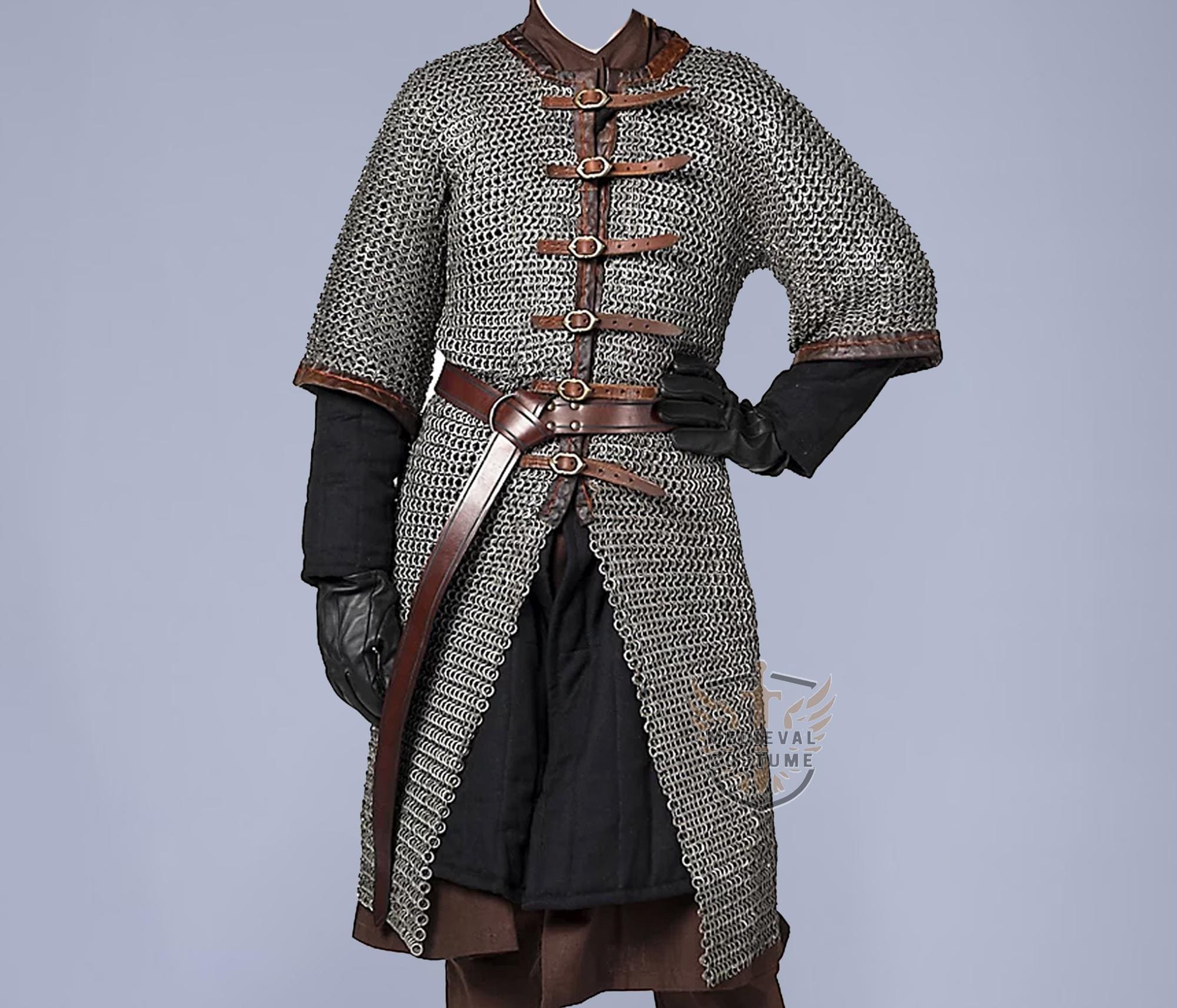 8mm Mild Steel Chainmail Hauberk | Flat Riveted Armor Shirt | Half ...