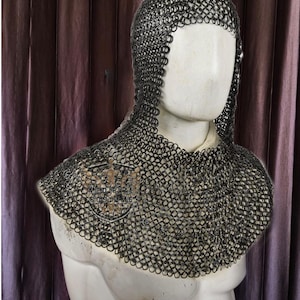 8mm Mild Steel Chainmail Hauberk: Half Sleeve Flat Riveted Shirt Front ...