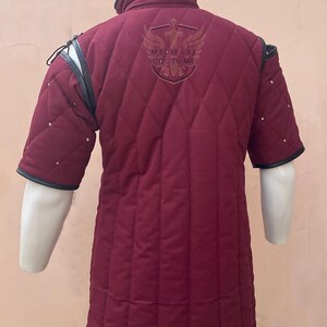 Medieval Padded Gambeson With Black Leather Trim Larp & Renfaire ...