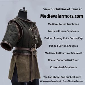 Medieval Cotton Padded Gambeson: Brown Leather Trim, Cotton Armor for ...