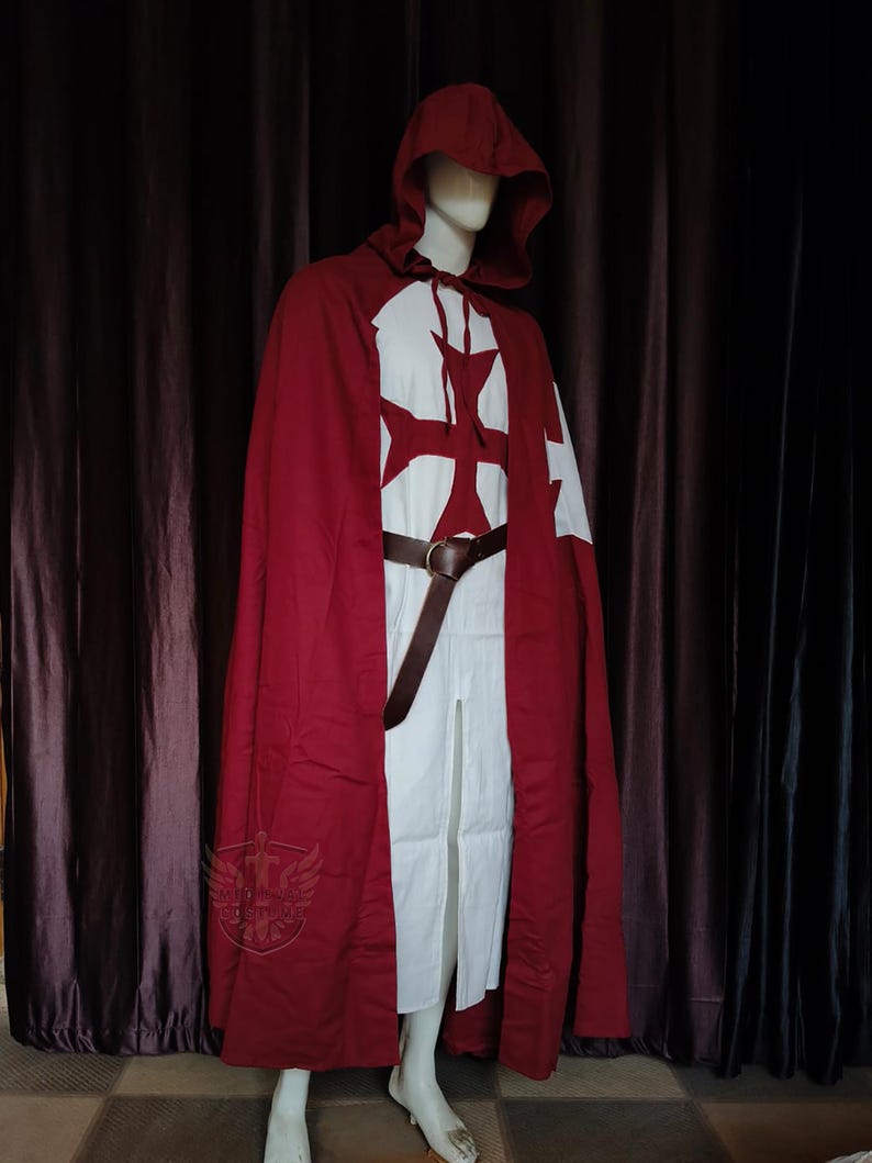 Medieval Knight Templar Cotton Tunic: Renaissance Hooded Costume MA-109 ...