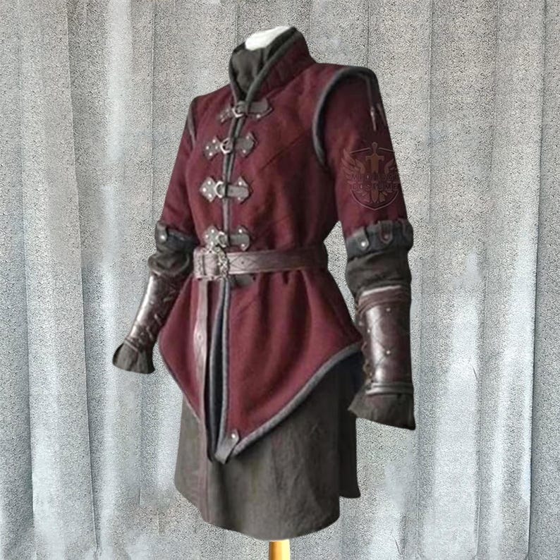Medieval Padded Gambeson With Brown Leather Trim: Viking Costume for ...