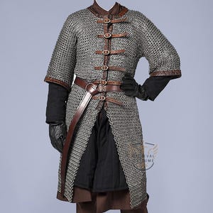 Medieval 9mm Chainmail Hauberk - Flat Riveted Mild Steel Armor - SCA ...