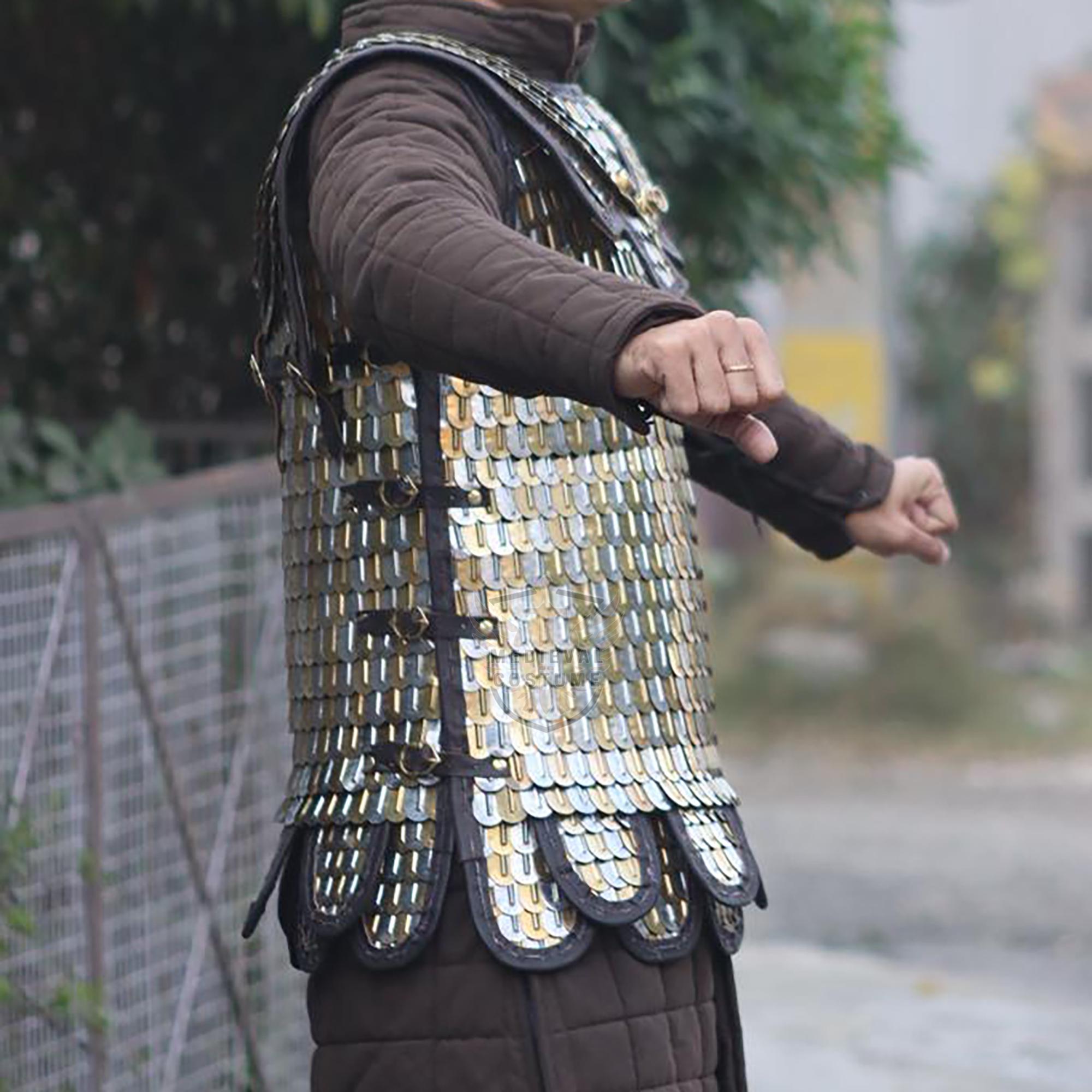 Roman Brass Lorica Squamata Armor – Mixed Tinned Scales, SCA LARP Body ...