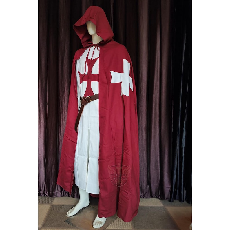 Medieval Knight Templar Cotton Tunic: Renaissance Hooded Costume ...