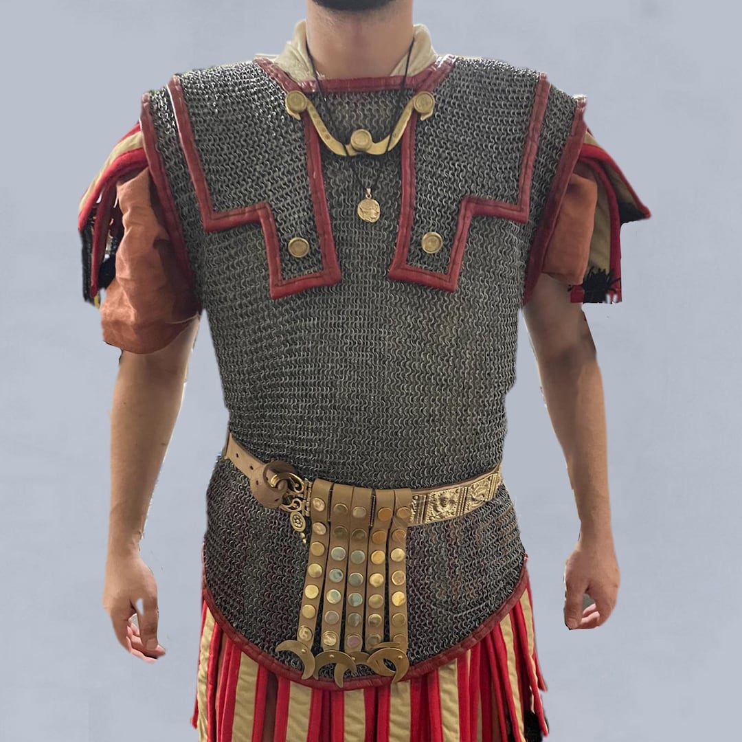 Chainmail Lorica Officer Hamata 6MM Flat Ring Riveted With Solid Ring ...