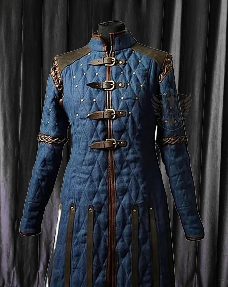 Medieval Padded Gambeson: Thick Cotton With Leather Trim for Long ...